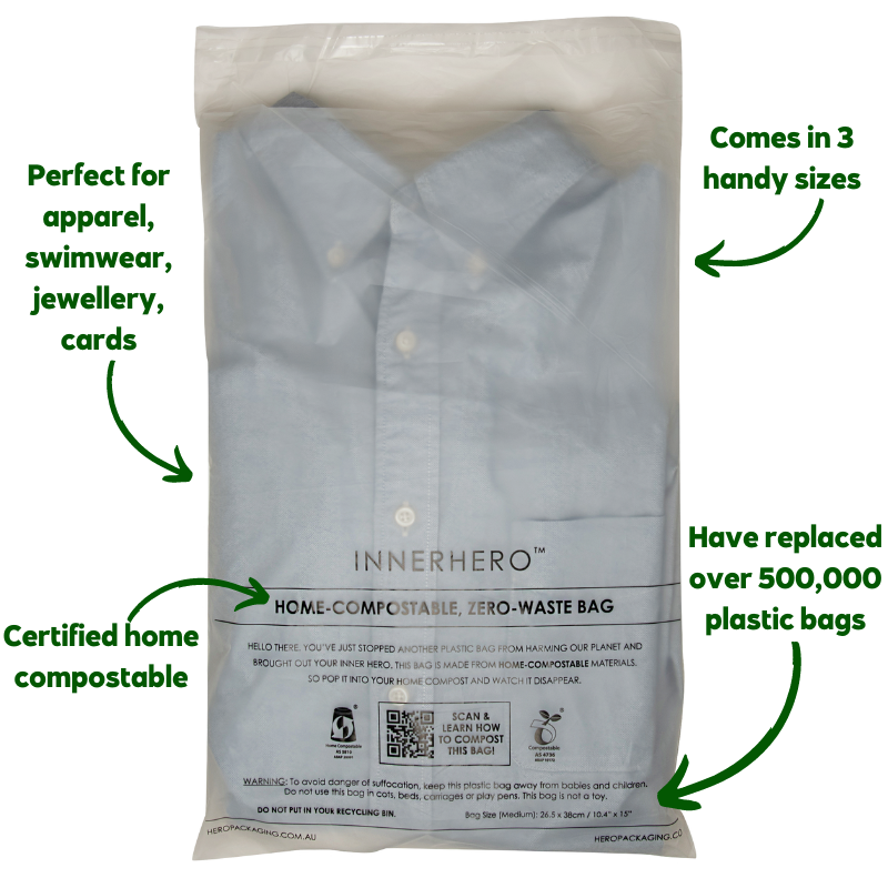 Purchase Compostable Garment Poly Bags | Hero Packaging
