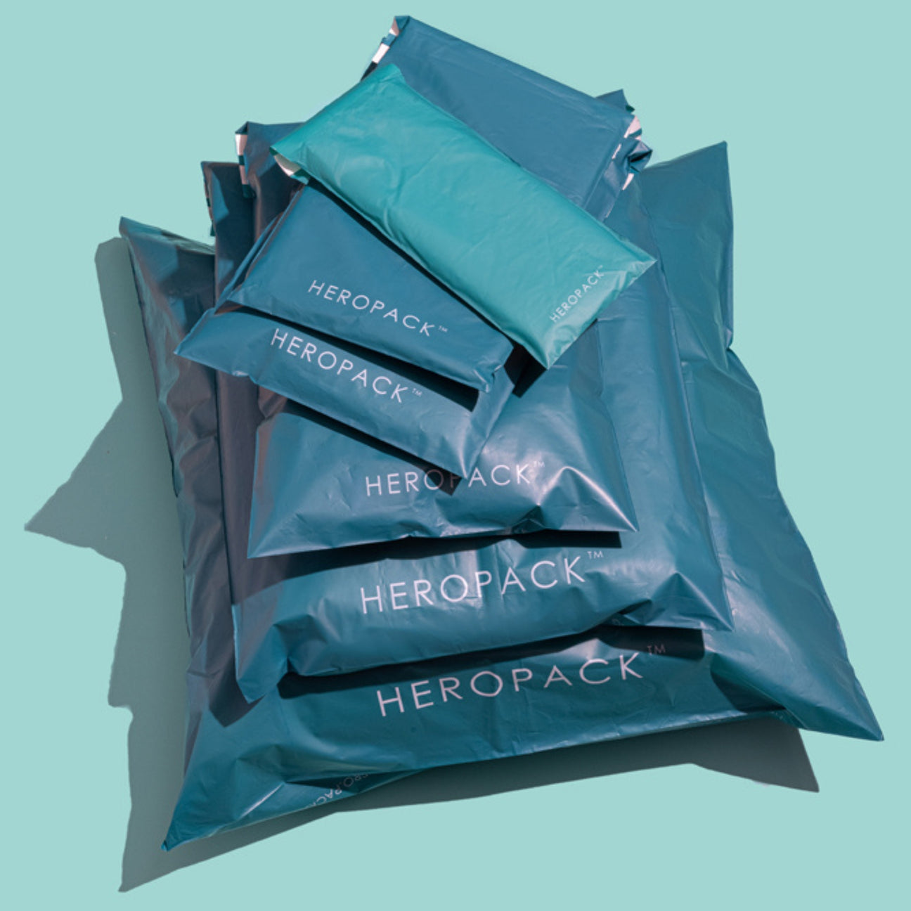 Home Compostable Teal Green Shipping Mailers | Hero Packaging