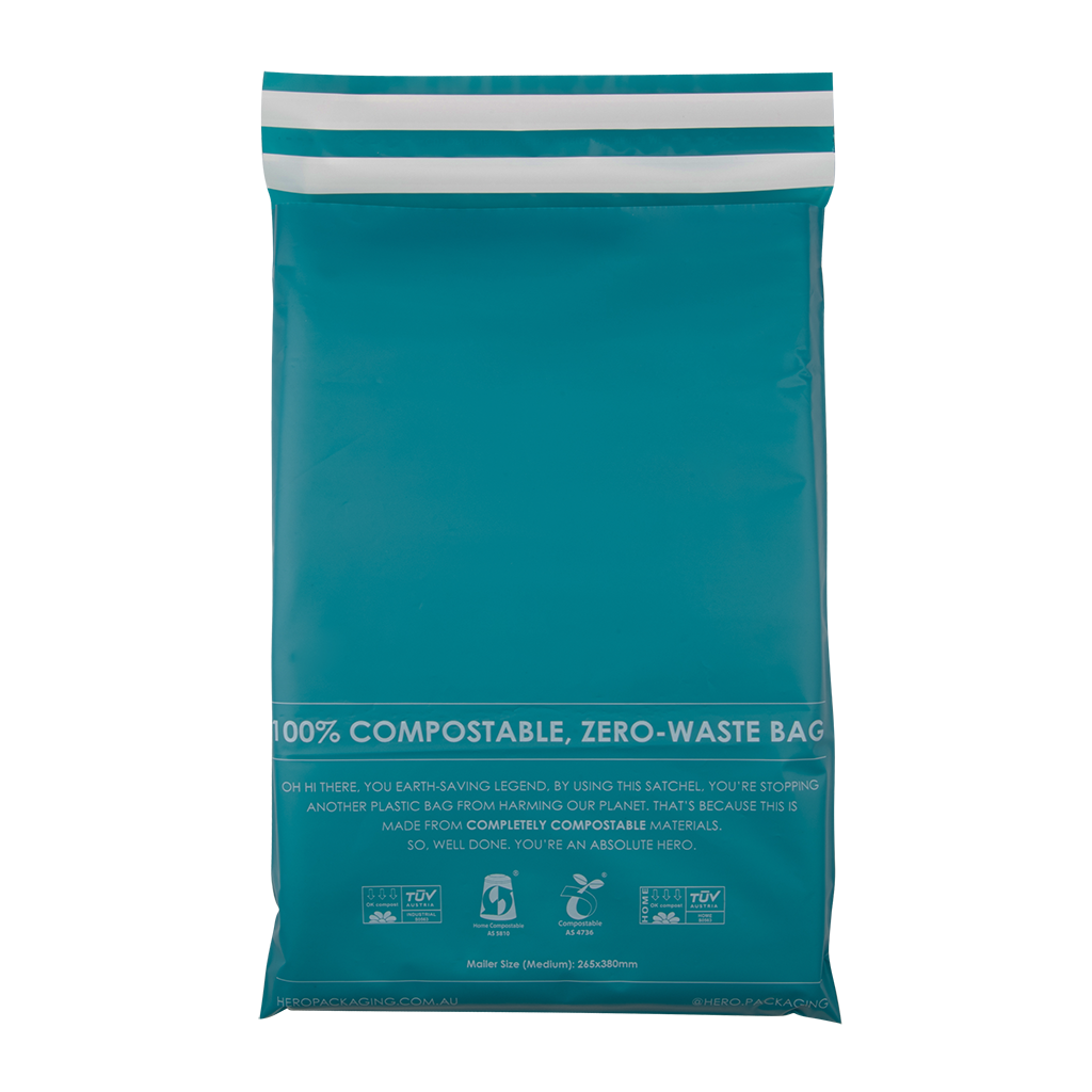 Home Compostable Teal Green Shipping Mailers | Hero Packaging