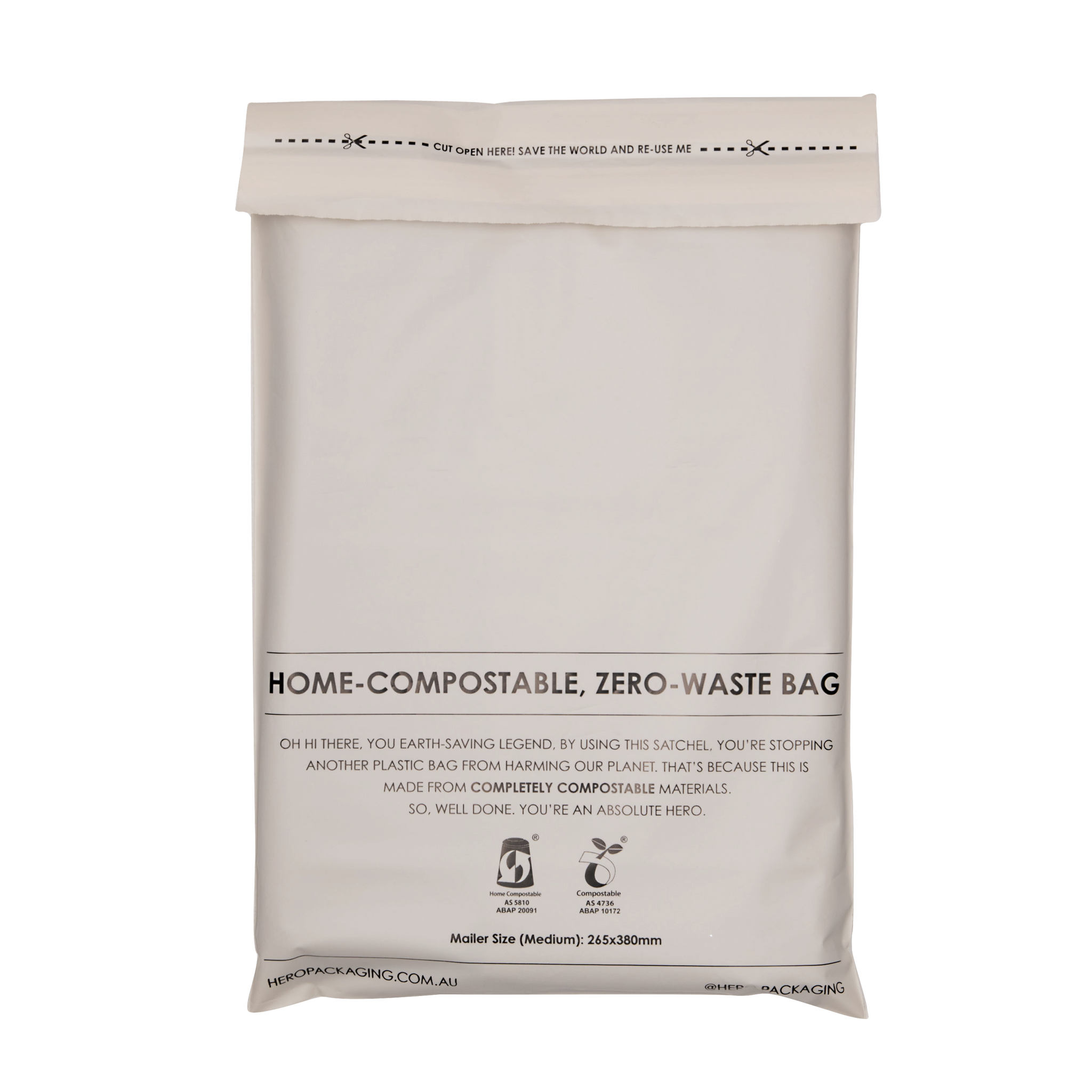 Home Compostable White & Grey Shipping Mailers | Hero Packaging