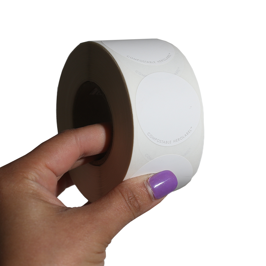 HEROLABEL - Circle Compostable Stickers (Direct Thermal) - White or Pi ...